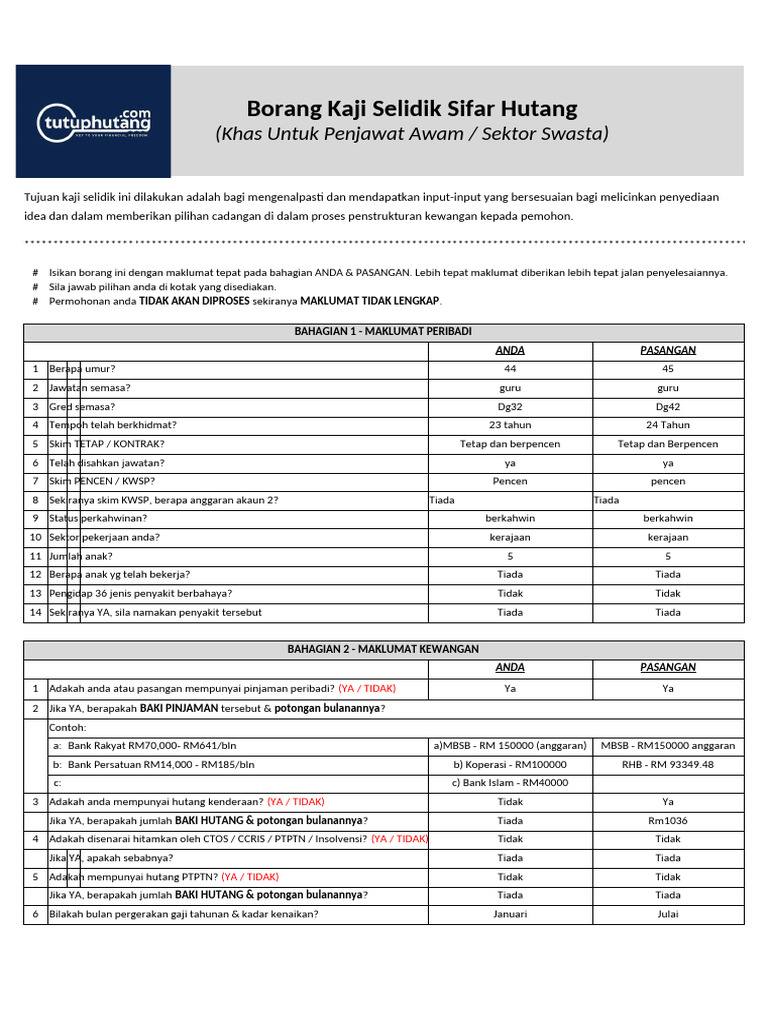 Borang Kaji Selidik BLR | PDF