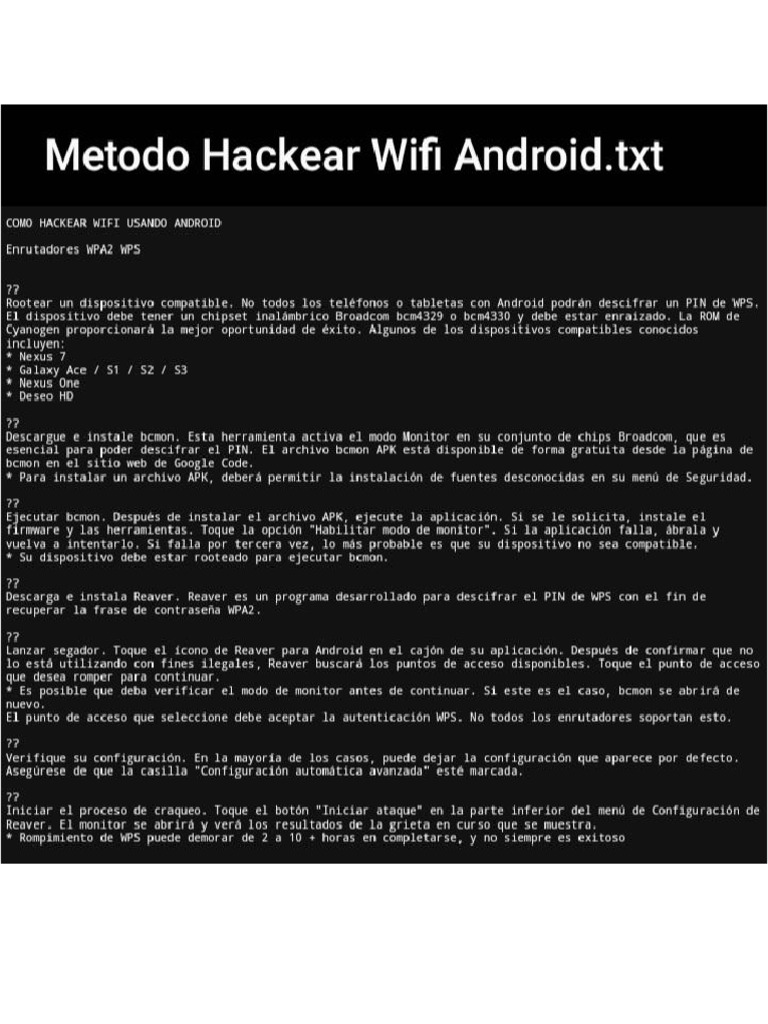 Hackear Wifi en Android | PDF