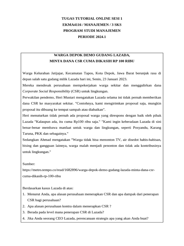 Nama - Nim - Tugas 1 (EKMA4116) | PDF | Karier & Perkembangan | Ilmu Sosial