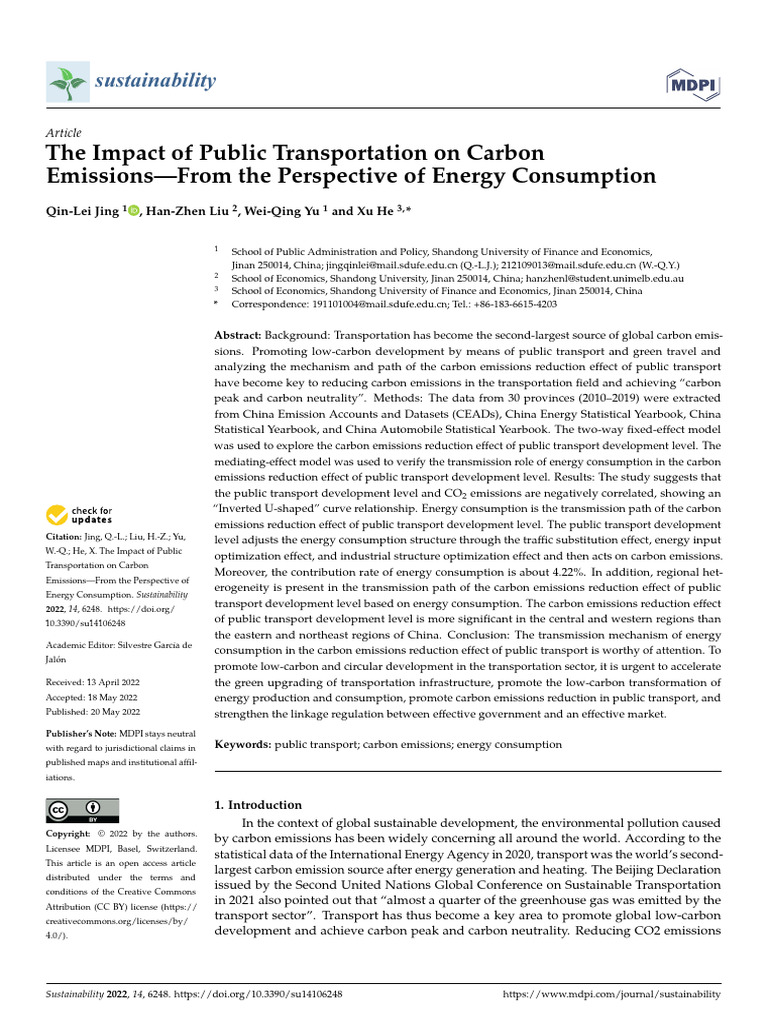 The Impact of Public Transportation On Carbon Emis | PDF | Transport ...