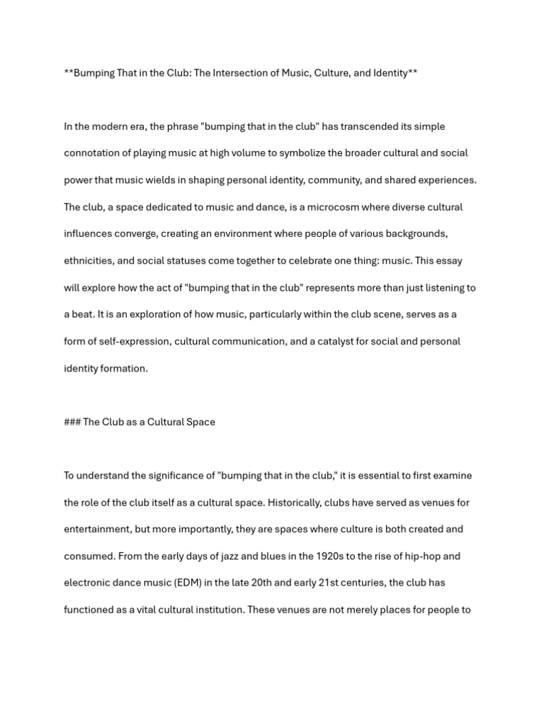 Bumping That in The Club | PDF | Dances | Hip Hop Music