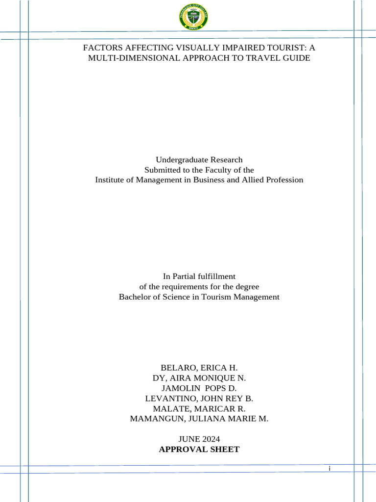 Research in Tourism 1 Thesis Template 2024 | PDF | Wellness