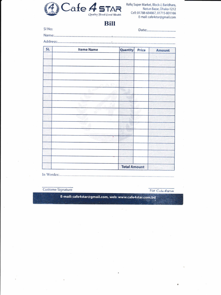 Expense Bill with Custom Signature | PDF