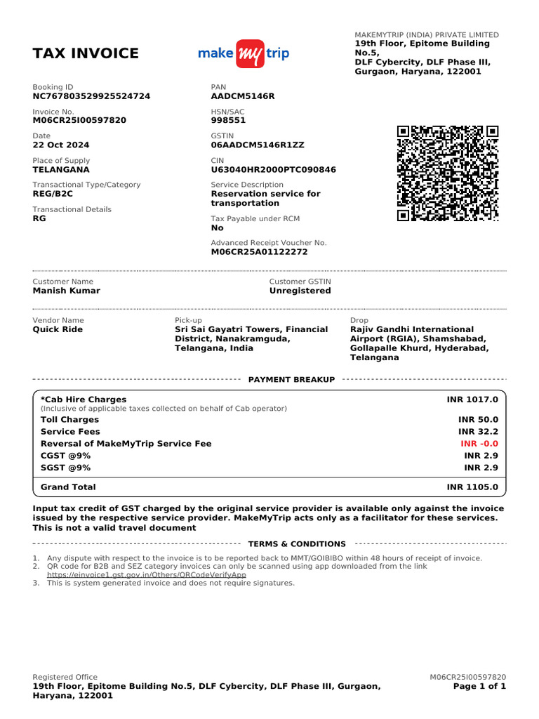 Invoice M06CR25I00597820 | PDF | Invoice | Payments