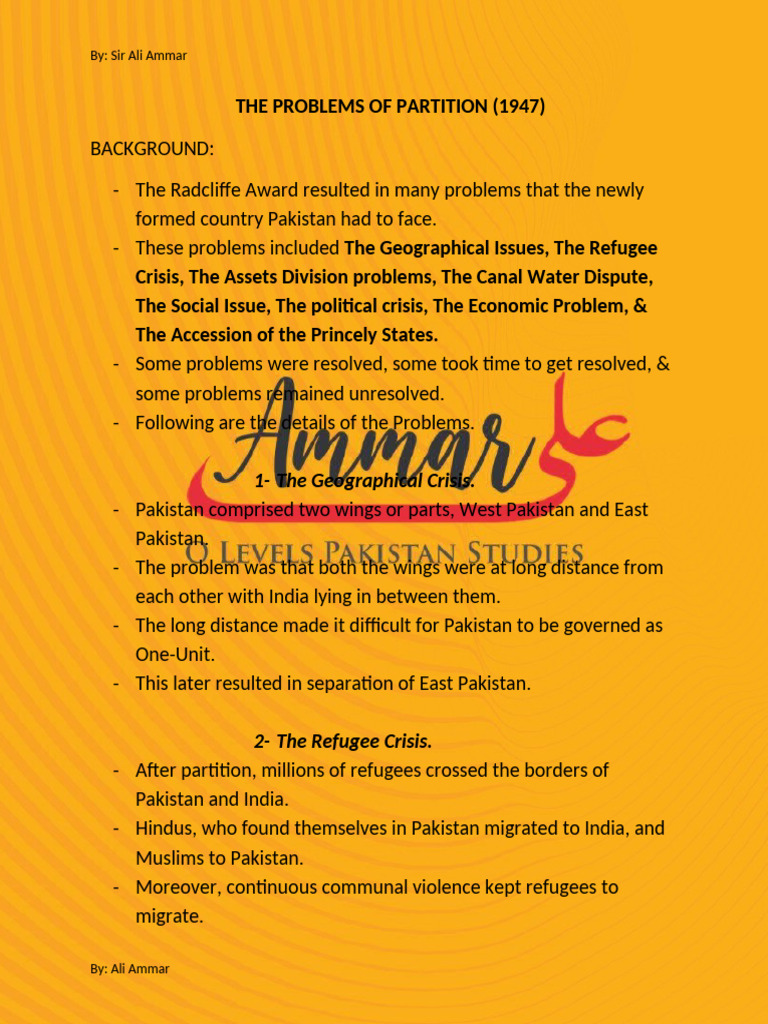 1 - The Partition Problems | PDF | Kashmir | Pakistan