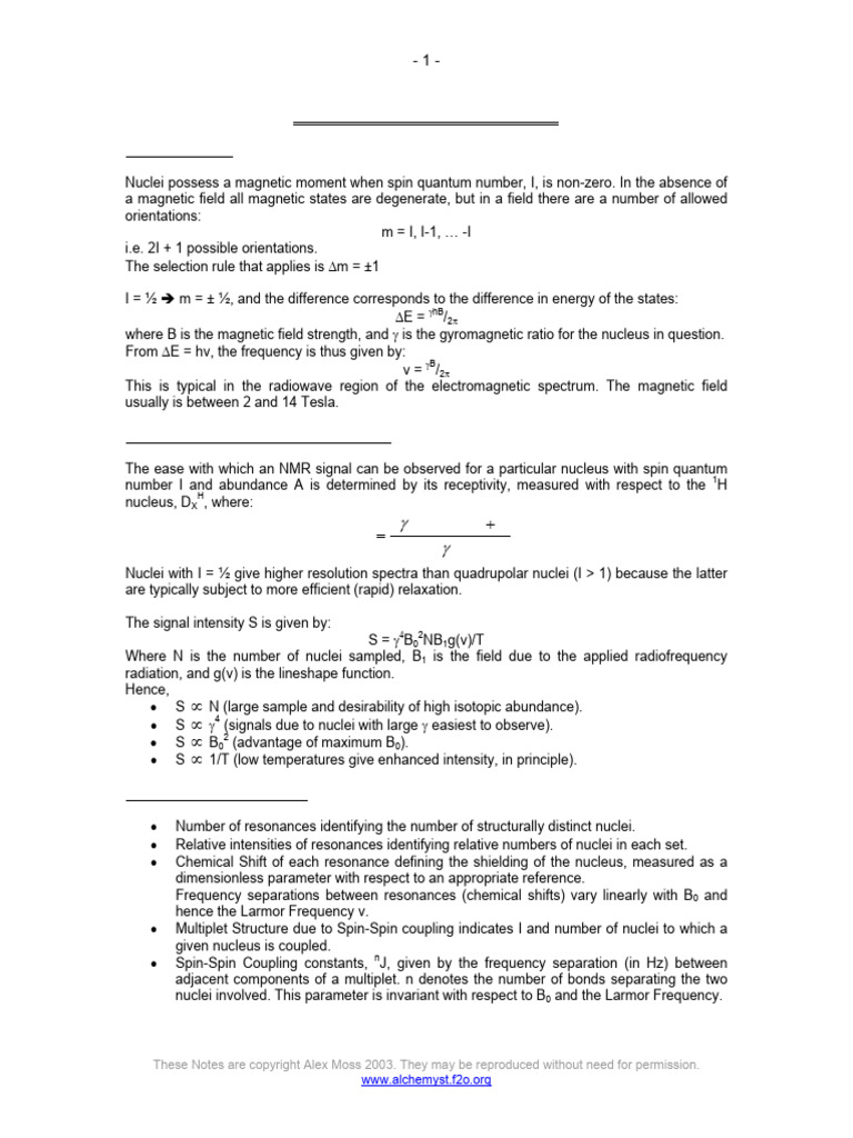 Inorganic NMR | PDF | Relaxation (Nmr) | Nuclear Magnetic Resonance