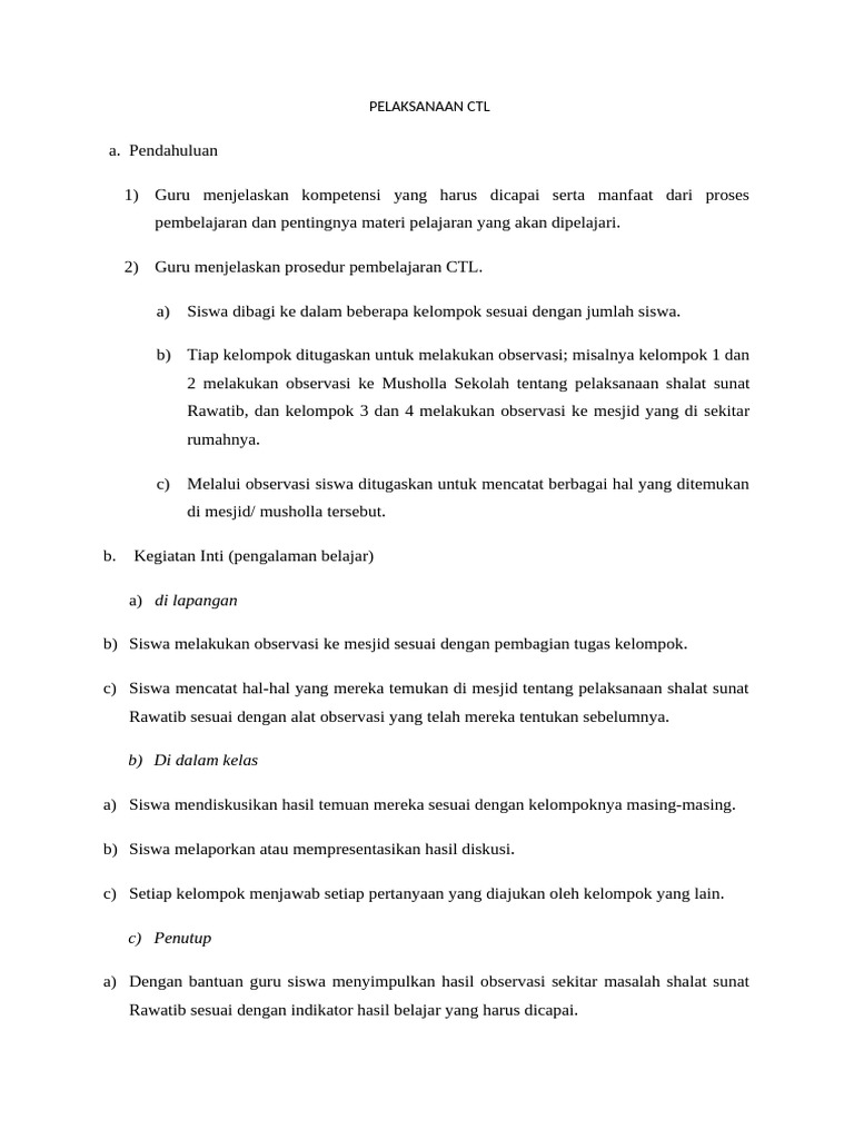 Pelaksanaan CTL | PDF