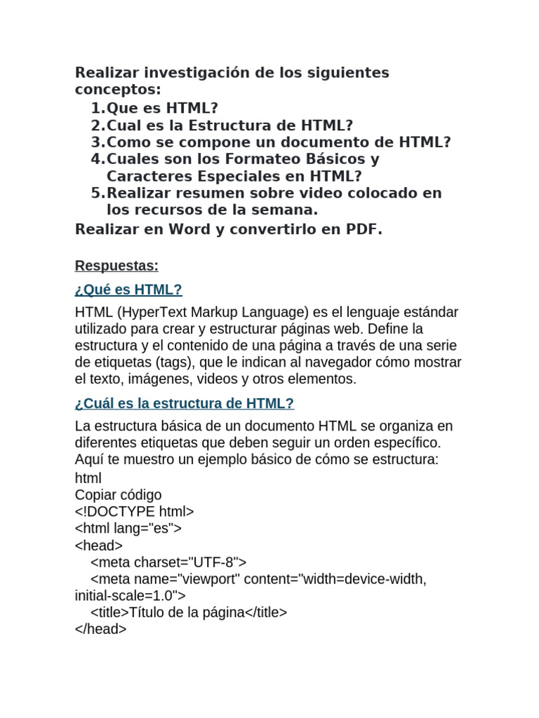 Introducción a HTML y su Estructura | PDF | HTML | HTML5