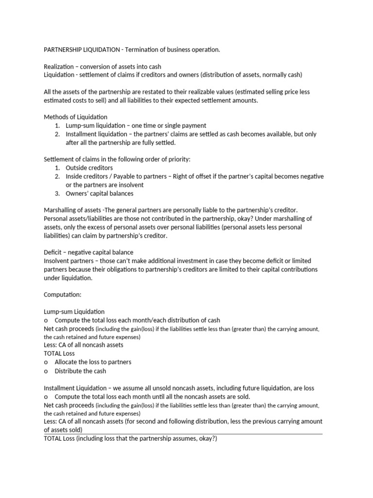 4 Partnership Liquidation | PDF | Liquidation | Insolvency
