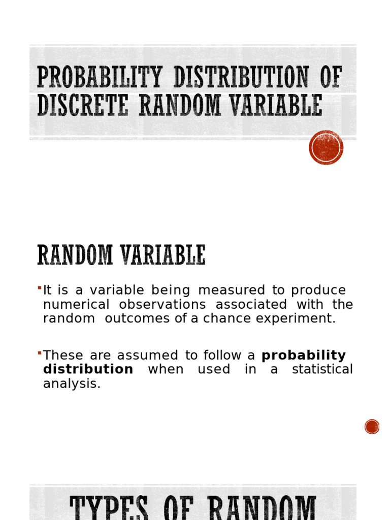 L8 Probability Distribution of Discrete Random Variable | PDF | Probability Distribution ...