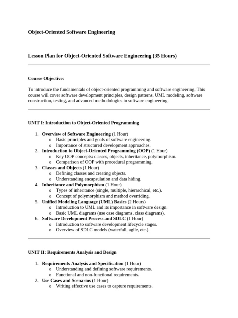 Oose Lesson Plan | PDF | Object Oriented Programming | Use Case