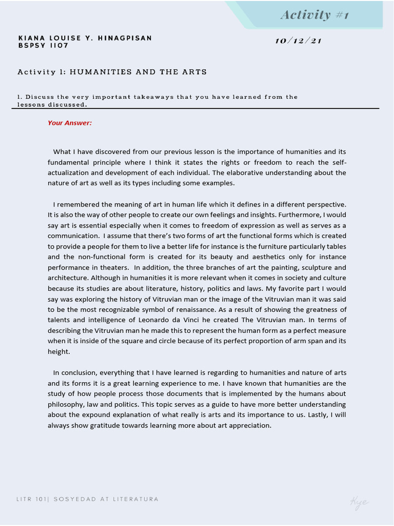 Humanities & Art Appreciation | PDF | Social Science