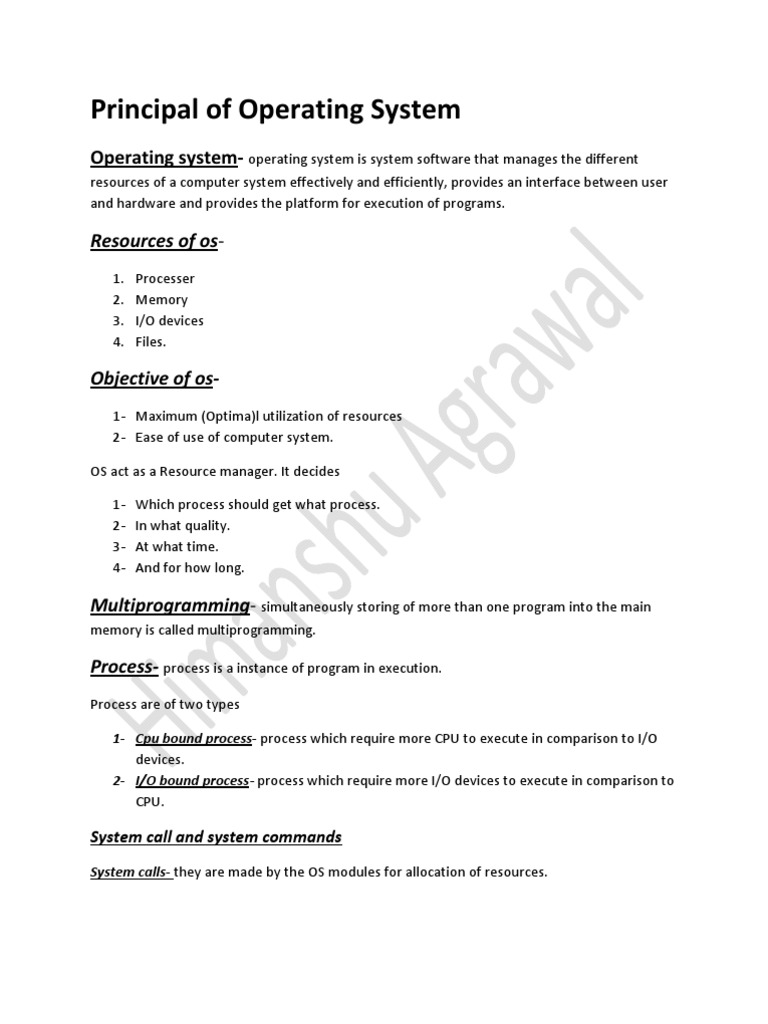Principal of Operating System | PDF | Process (Computing) | Operating ...
