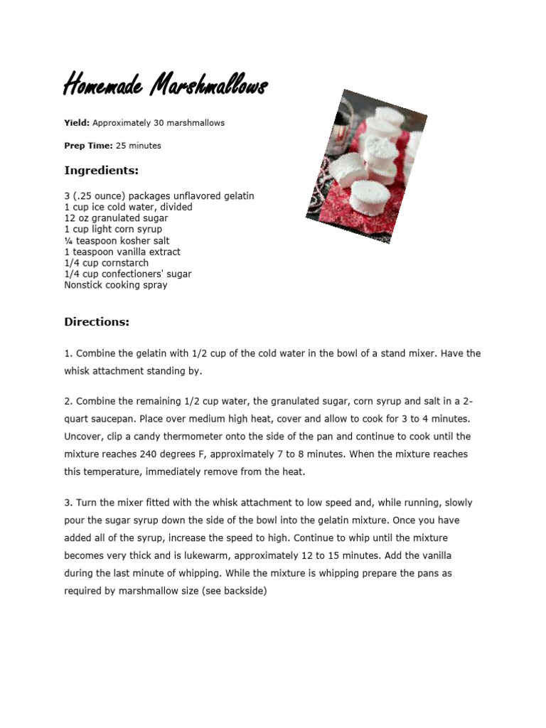 homemade_marshmallows | PDF | Marshmallow | Sugar