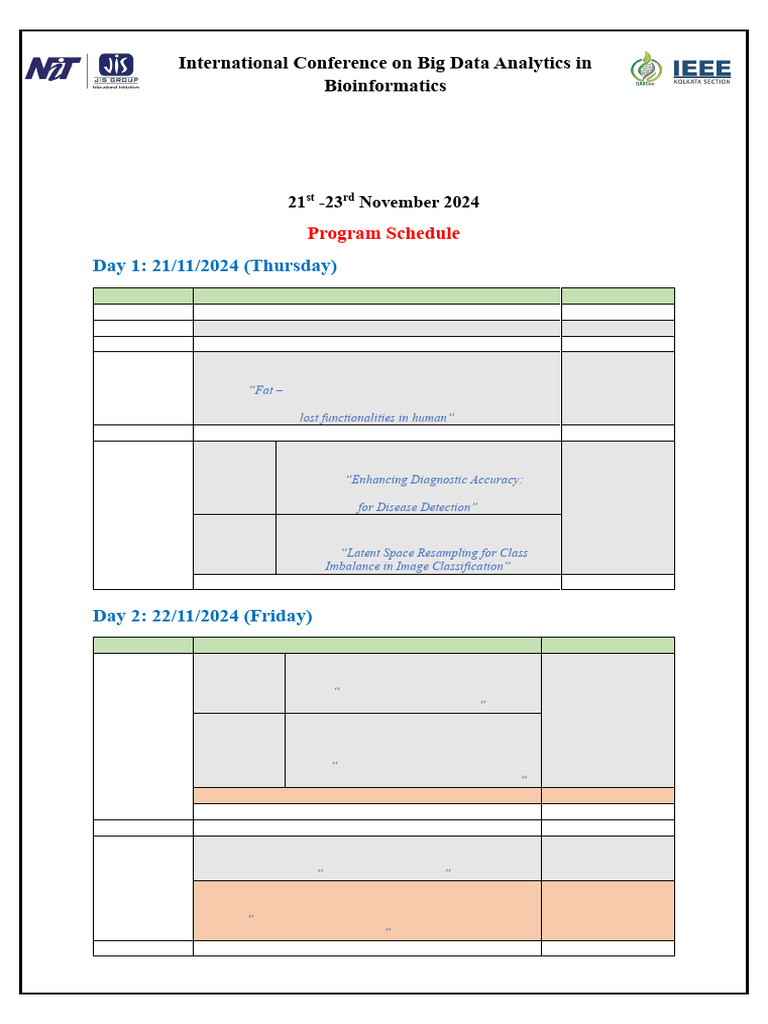 Dabcon Detailed Schedule | PDF | Bioinformatics