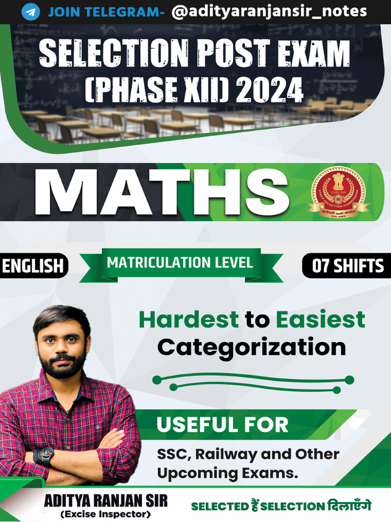 SSC Selection Post XII Maths (English) Matriculation Level | PDF | Area ...
