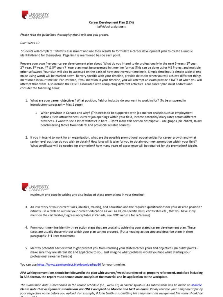 Career Development Plan | PDF | Apa Style | Experience