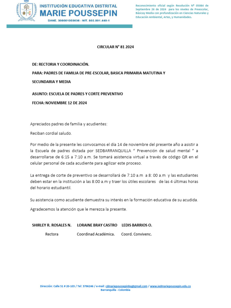 CIRCULAR # 81 Tarea Sofia | PDF