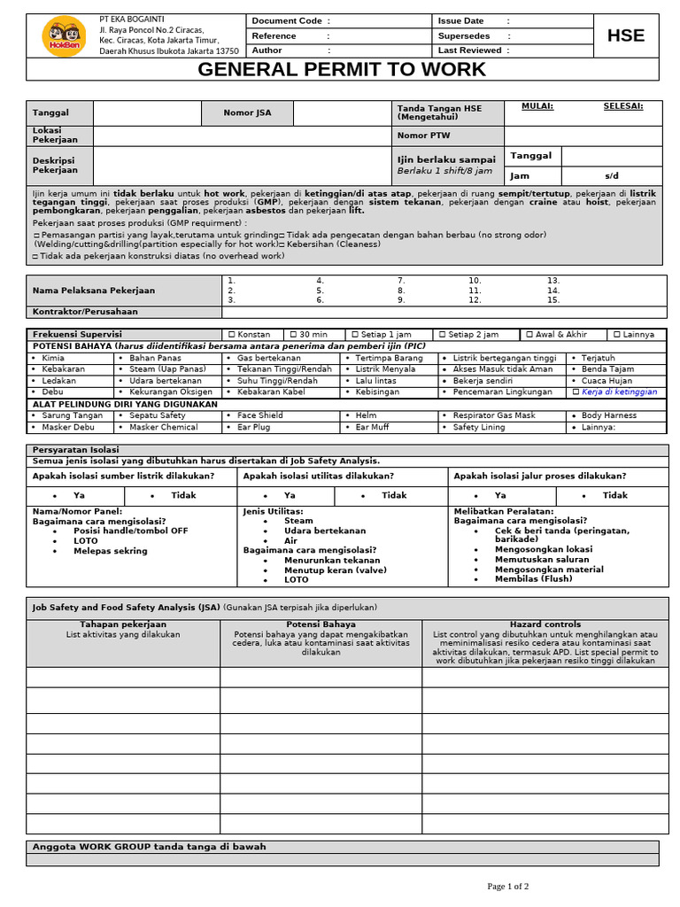 FM Hse General PTW | PDF