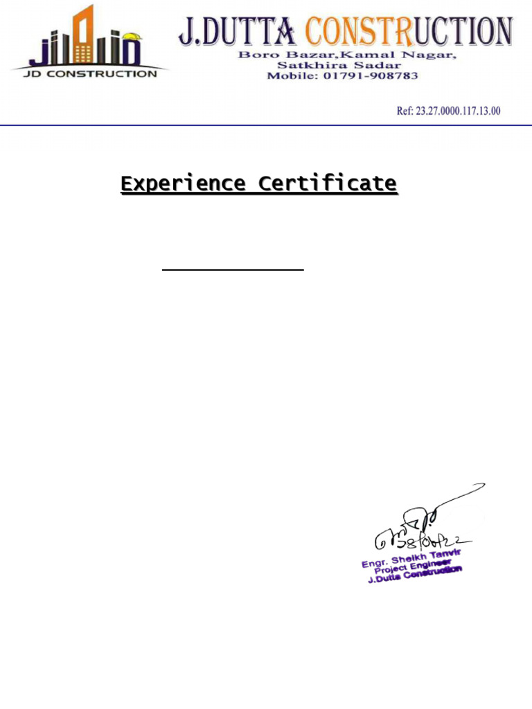 Site Engineer Experience Certificate | PDF | Law