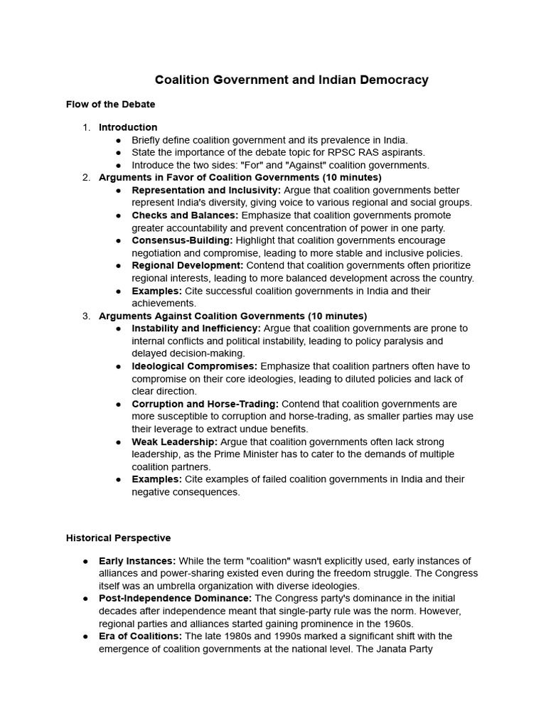 Coalition Government and Indian Democracy | PDF | Political Science ...