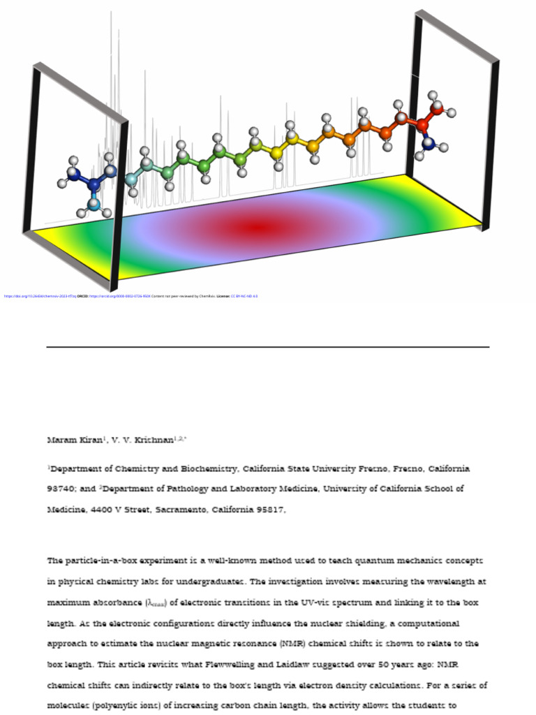 The Quantum Mechanical Particle in A Box Experiment A Revisit Using NMR ...