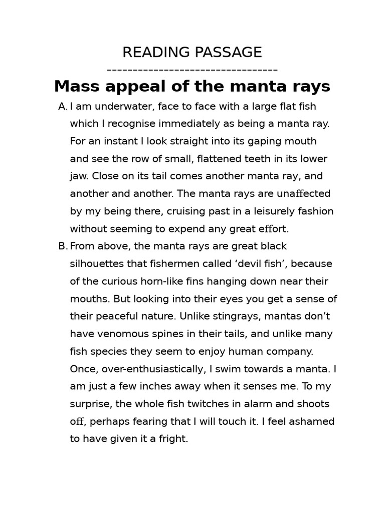 Reading Passage | PDF | Fish
