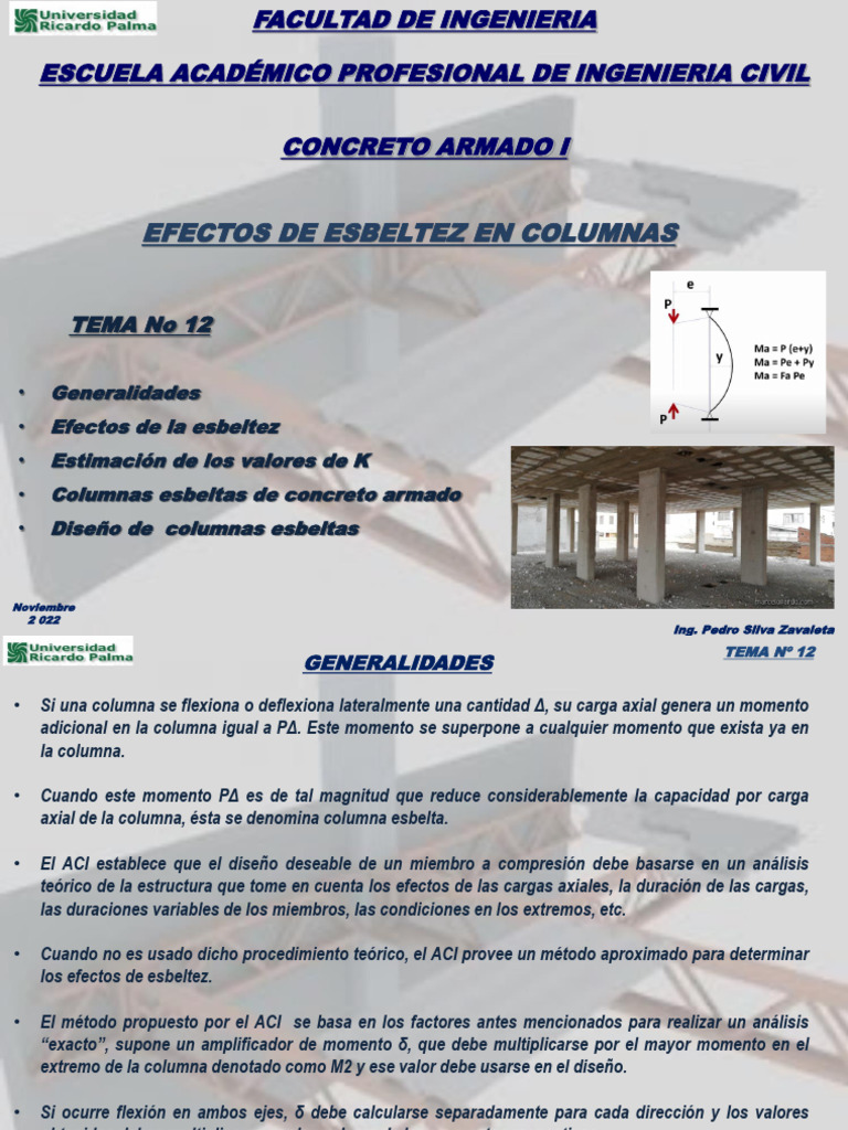 Tema No 12 Efectos de La Esbeltez | PDF | Columna | Pandeo