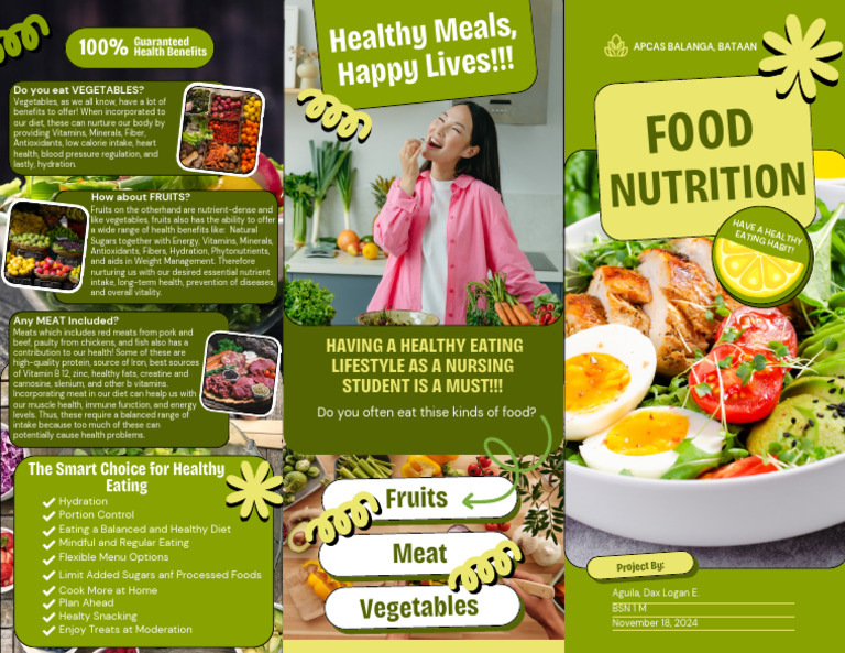 Green Organic Healthy Diet Menu Catering Promotion Trifold Brochure PDF ...
