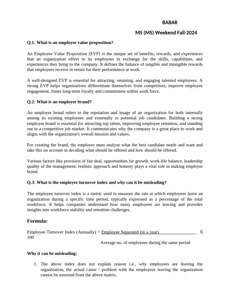 Employee Value Proposition and Retention Insights | PDF | Employee Retention | Employment