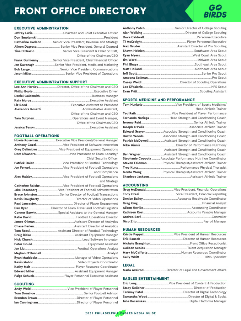 Eagles 2021 Front Office Guide | PDF | Business