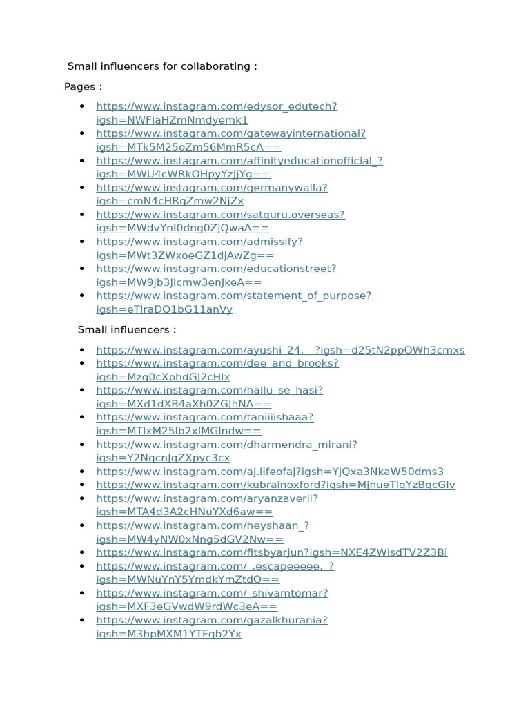 List of Influencers | PDF | Career & Growth | Business