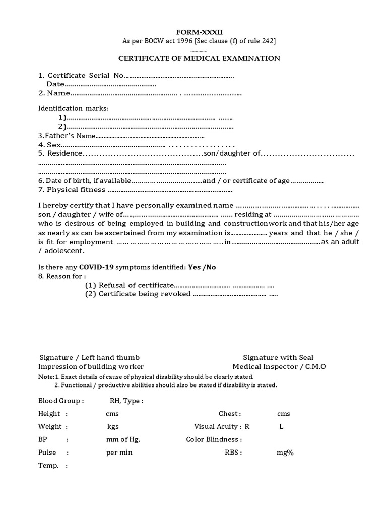 BOCW FORM no 32-1 | PDF | Causes Of Death | Diseases And Disorders