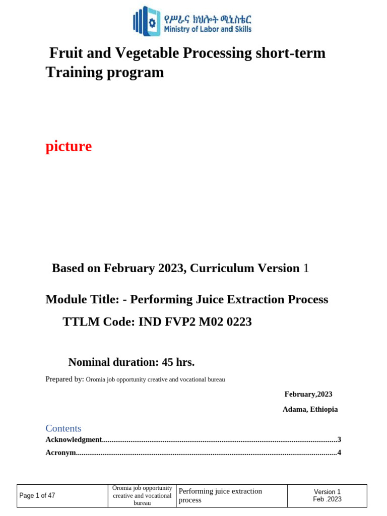 TTLM Juice Extraction Process | PDF | Food Safety | Juice