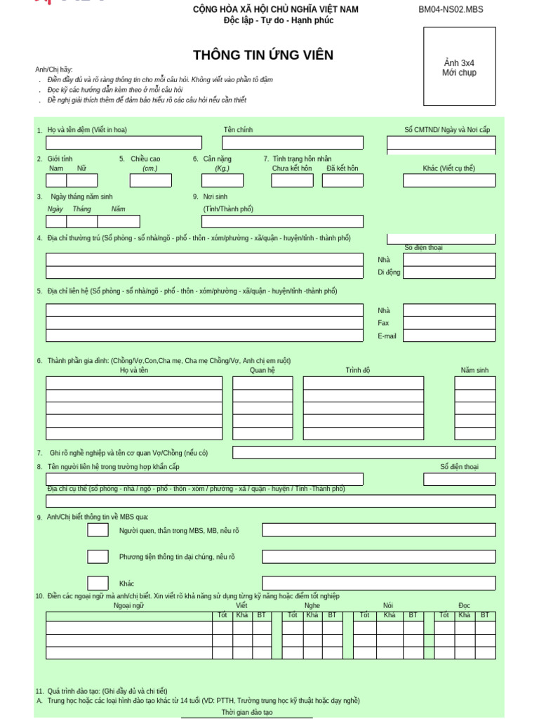 Mbs Form | PDF