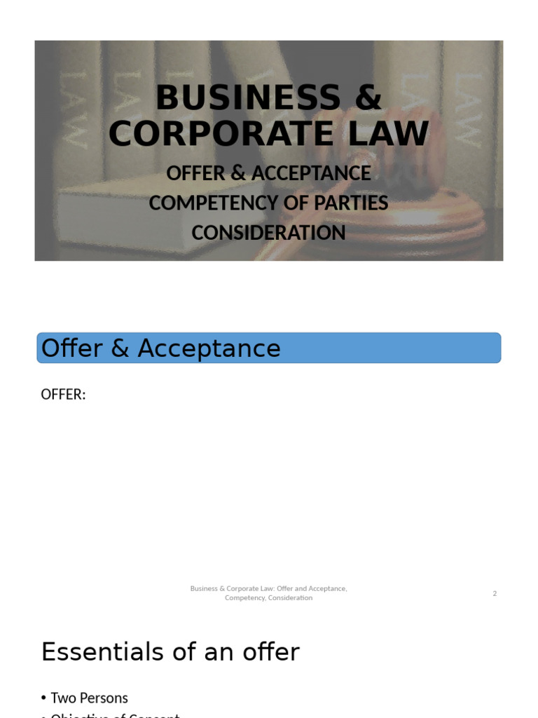 Unit 03 - Offer Acceptance Consideration Competency | PDF | Offer And Acceptance | Consideration