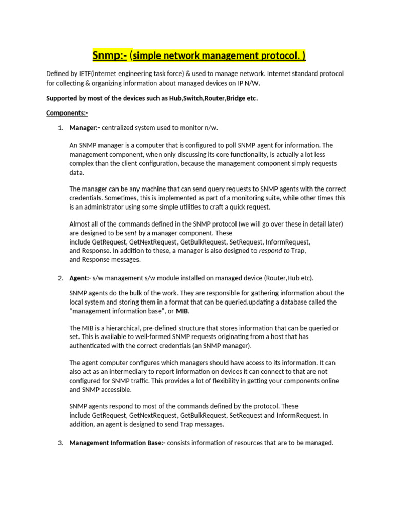 SNMP protocol | PDF | Computer Architecture | Computer Standards