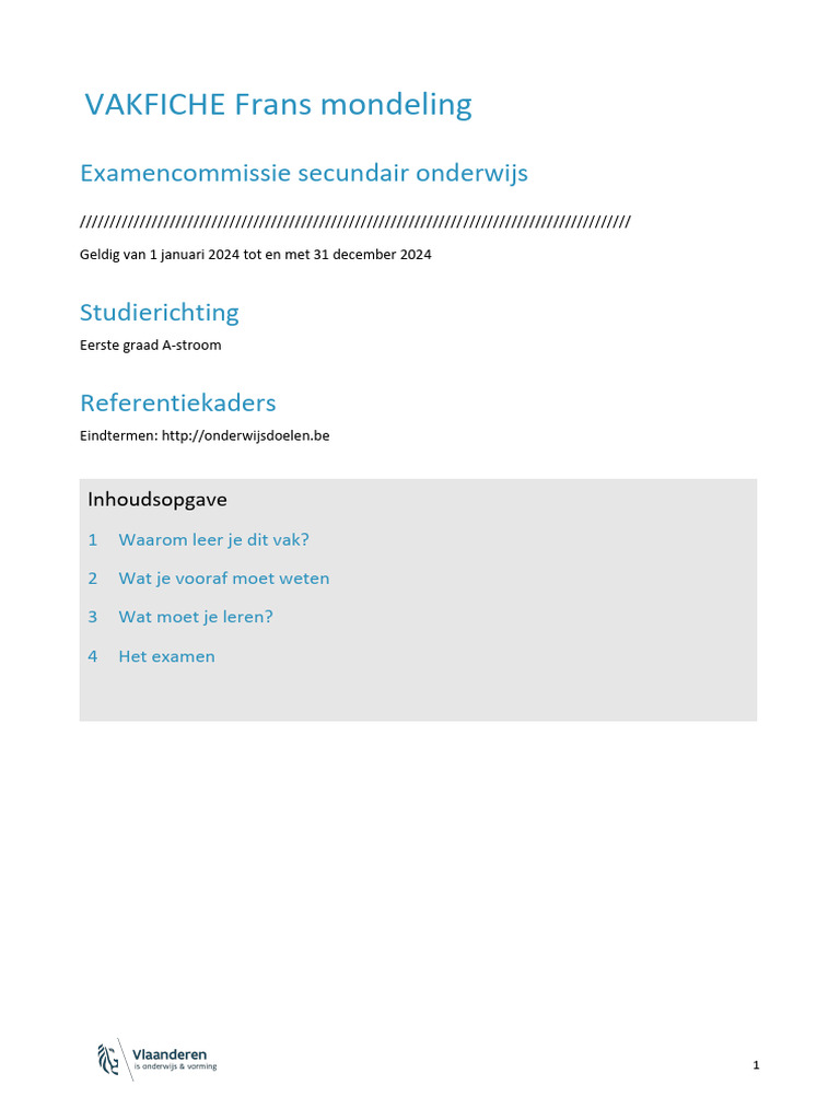 VAKFICHE Frans Mondeling 1A 2024 | PDF