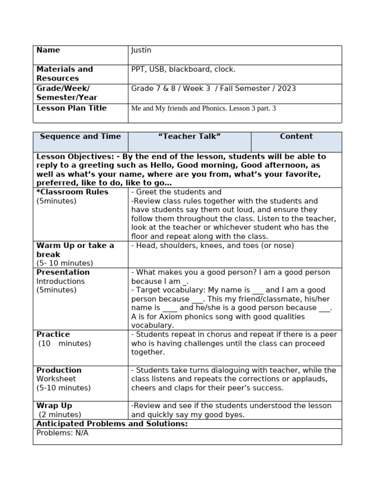 Lesson Plan 5 | PDF | Career & Growth | Language Arts & Discipline