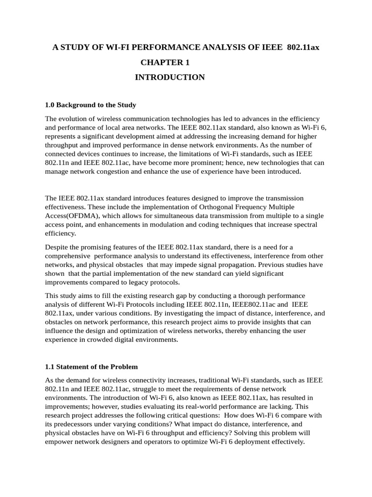 A STUDY OF WI-FI PERFORMANCE ANALYSIS OF IEEE 802.11ax | PDF | Ieee 802.11 | Computer Network