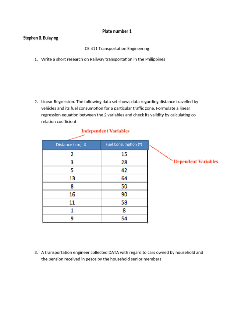 Plate Number 1 Transpo | PDF | Applied Mathematics | Statistical Analysis