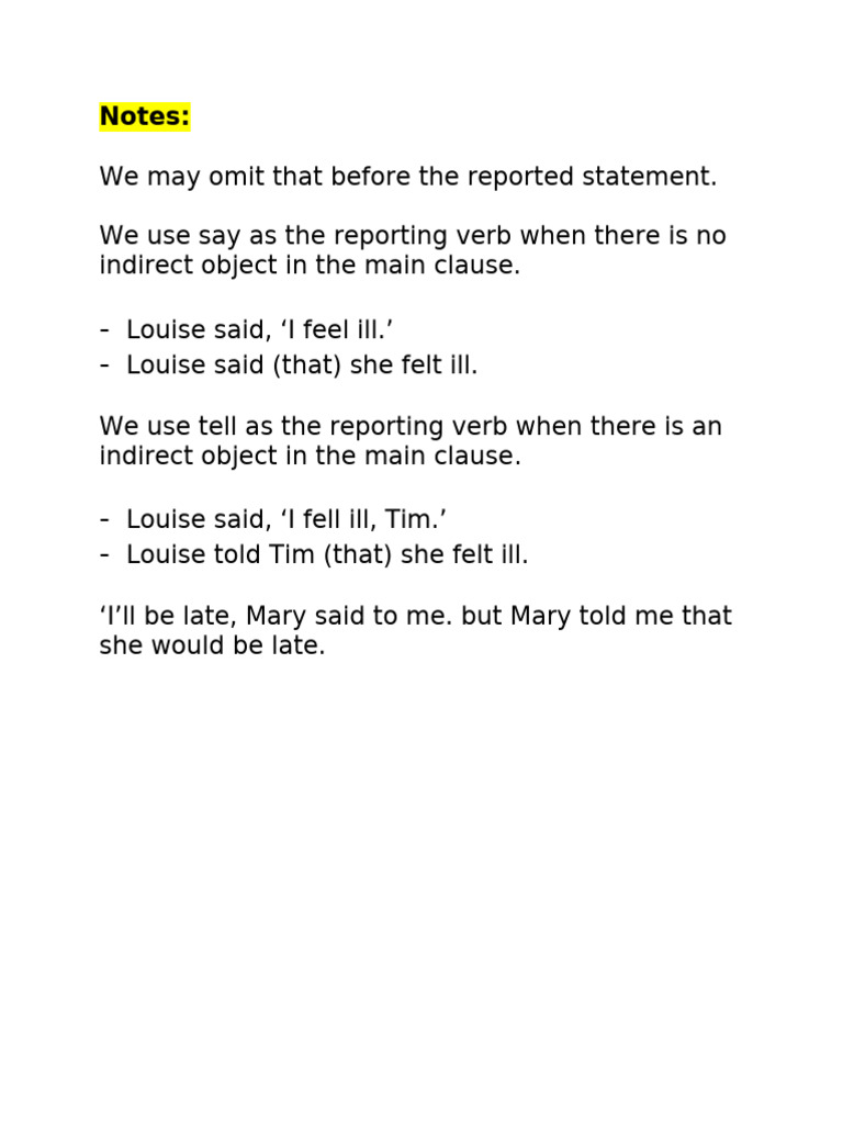 Reported Speech 2 | PDF