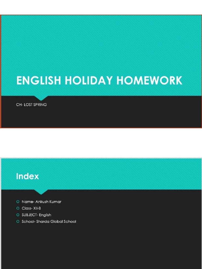 Ankush Kumar English Holiday Homework | PDF