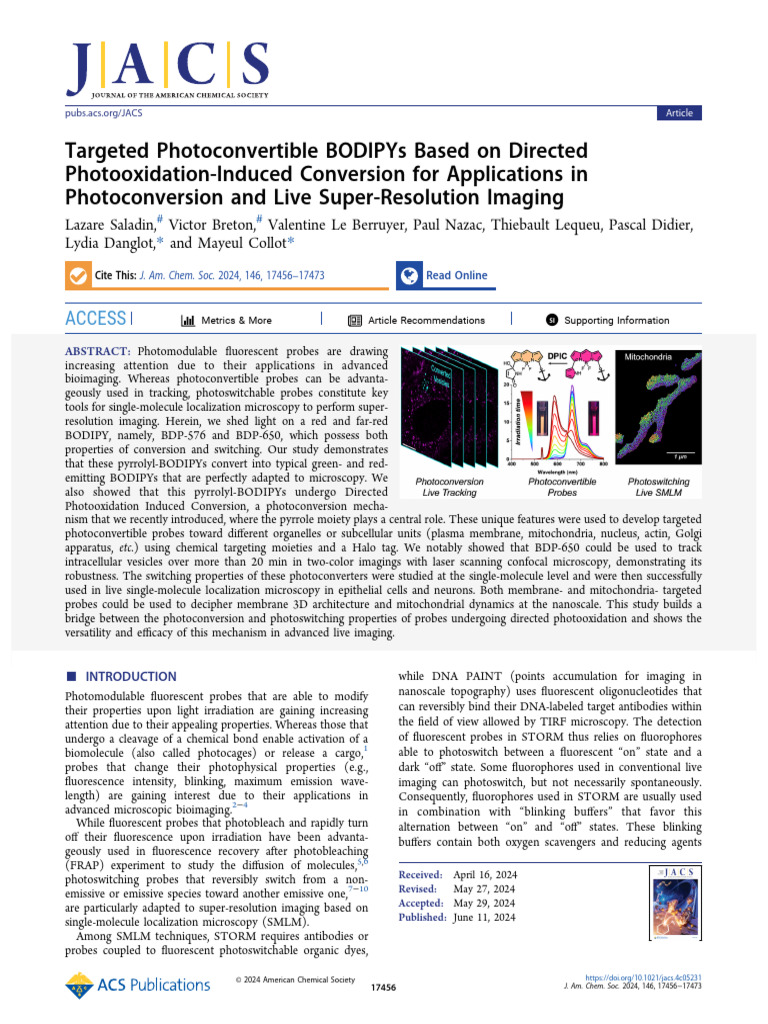 Photoconvertible BODIPYs for Super-Resolution Imaging | PDF ...
