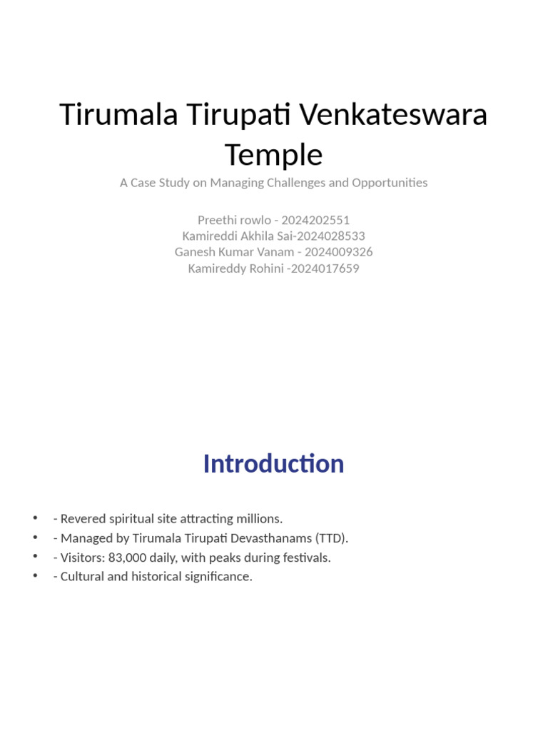 Tirumala Tirupati Enhanced Presentation v2 | PDF