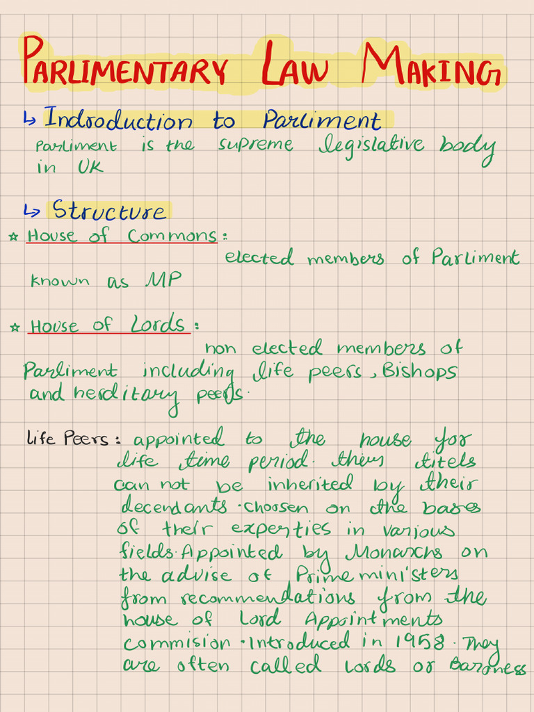 Parliamentary Law Making | PDF