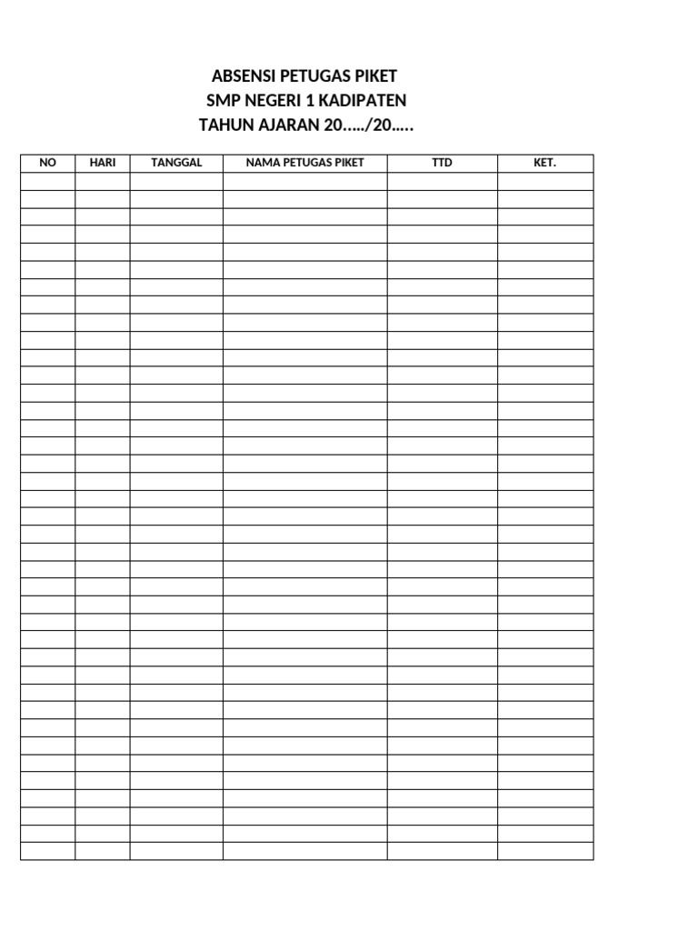 Absensi Petugas Piket | PDF
