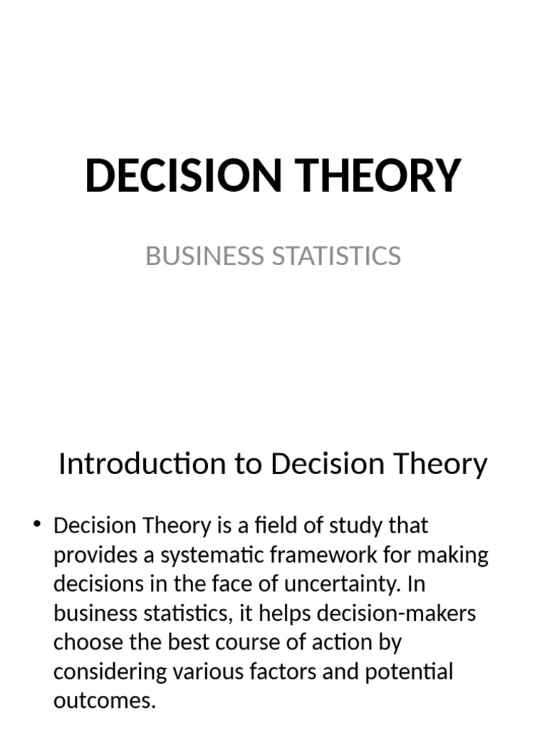 Decision Theory | PDF | Probability Theory | Probability
