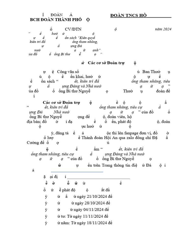 CV Trien Khai Huong Ung Cuoc Thi Truc Tuyen Tim Hieu Cuon Sach coTBT Nguyen Phu Trong CT | PDF