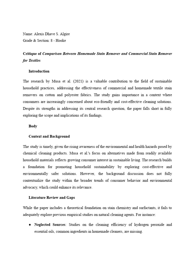 Research Critique Paper | PDF | Textiles | Methodology